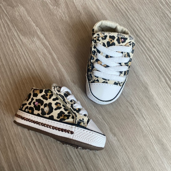 Converse | Shoes | Custom Leopard Cheetah Print Converse Crib Sneakers ...